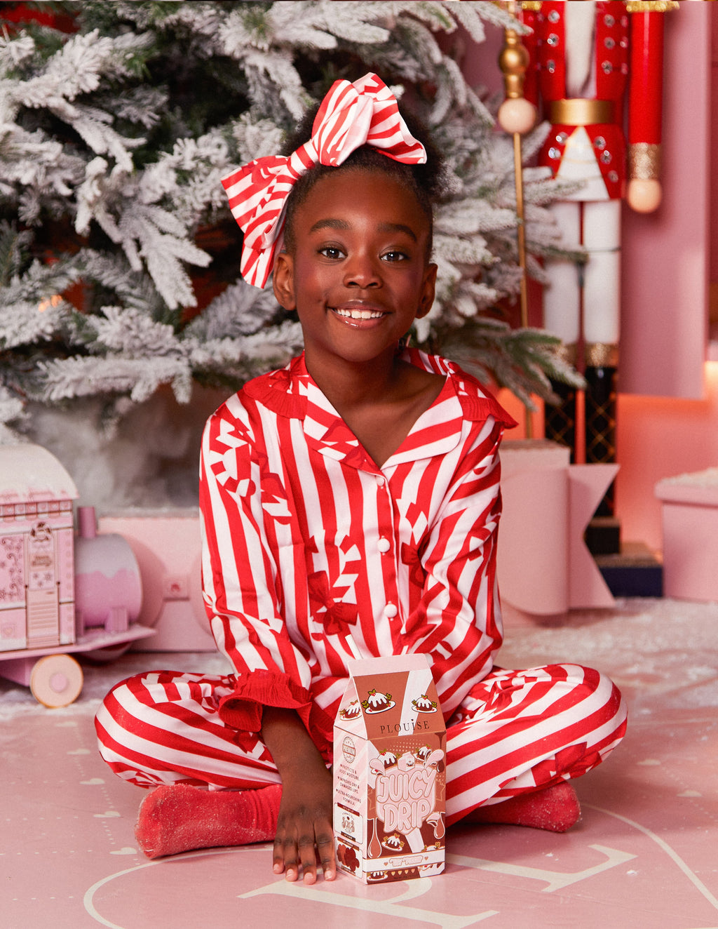 Red & White Striped Christmas Hair Bow | P.Louise – P. Louise Cosmetics